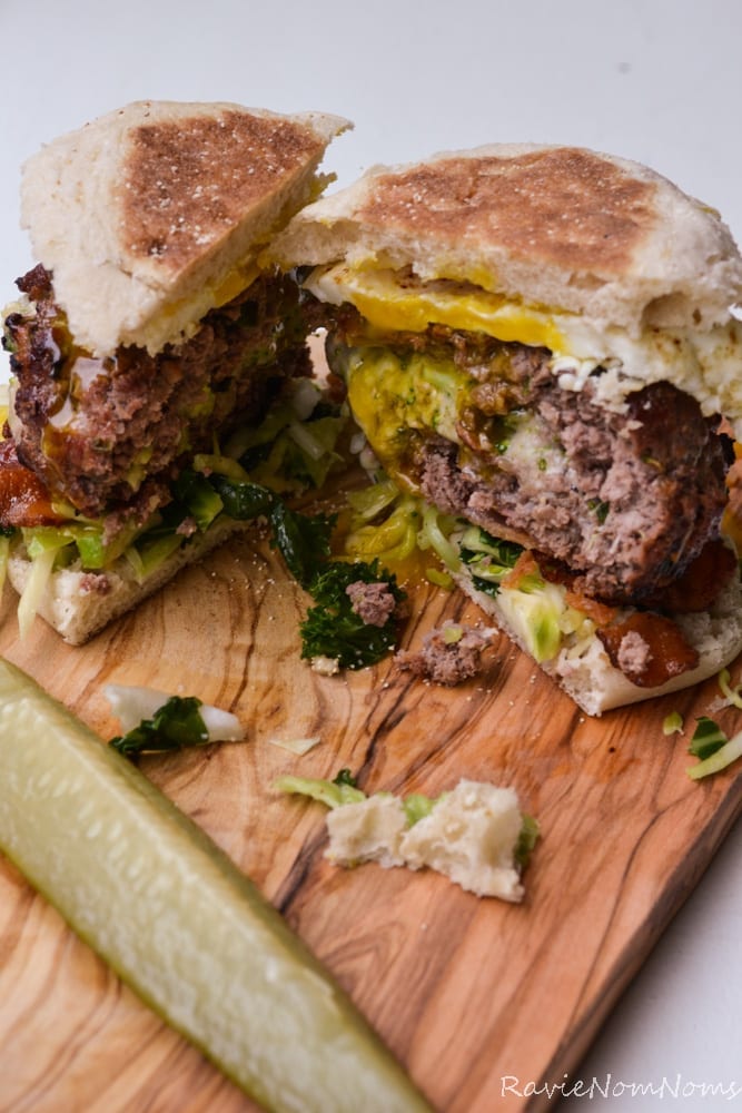 Broccoli & Cheddar Stuffed Breakfast Burger for Burger Month 2016 ...