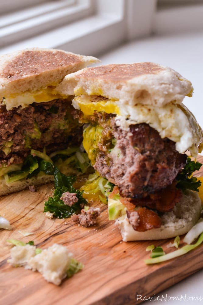 Broccoli & Cheddar Stuffed Breakfast Burger for Burger Month 2016 ...